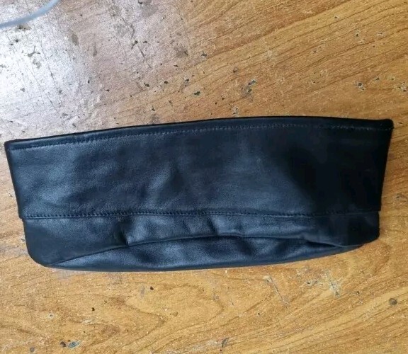 Real LEATHER Side Cap MILITARY TRIANGLE BLACK All Black CAP LEATHER ...