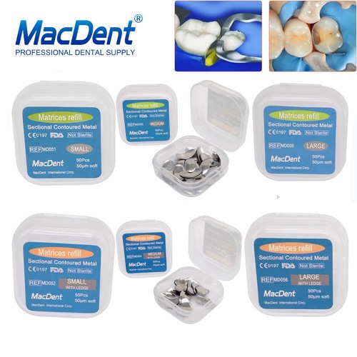50Pcs Dental Metal Matrices Matrix Band Sectional Contoured Refill S/M ...
