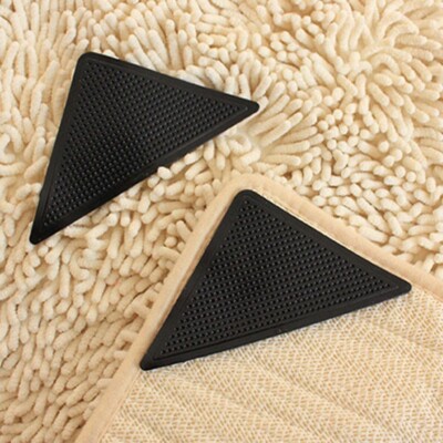 4 Pcs Rug Grippers Stopper Anti Slip Rubber Corner Mat Washable Carpets ...
