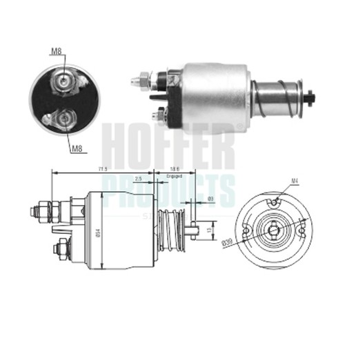 HOFFER Magnetschalter Starter 46311 54mm 13mm für FORD KA RU8 FIAT ...