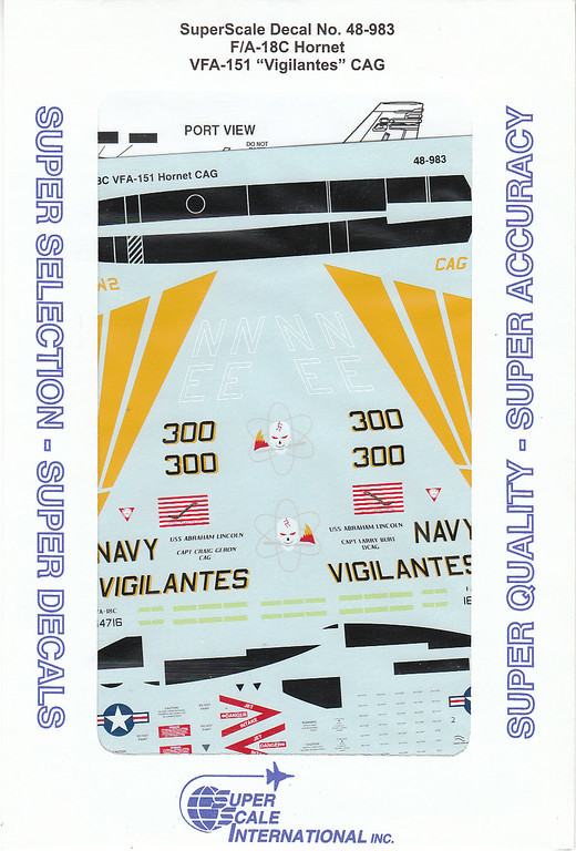 1/48 SuperScale Decals Navy F/A-18C Hornet VFA-151 CAG Vigilantes 48 ...