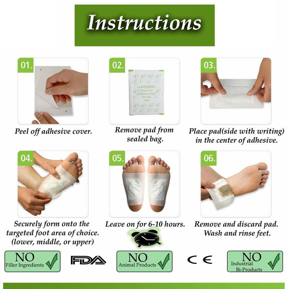 Detox Foot Pads Ginger Extract Toxin Removal Anti-Swelling Weight Loss ...