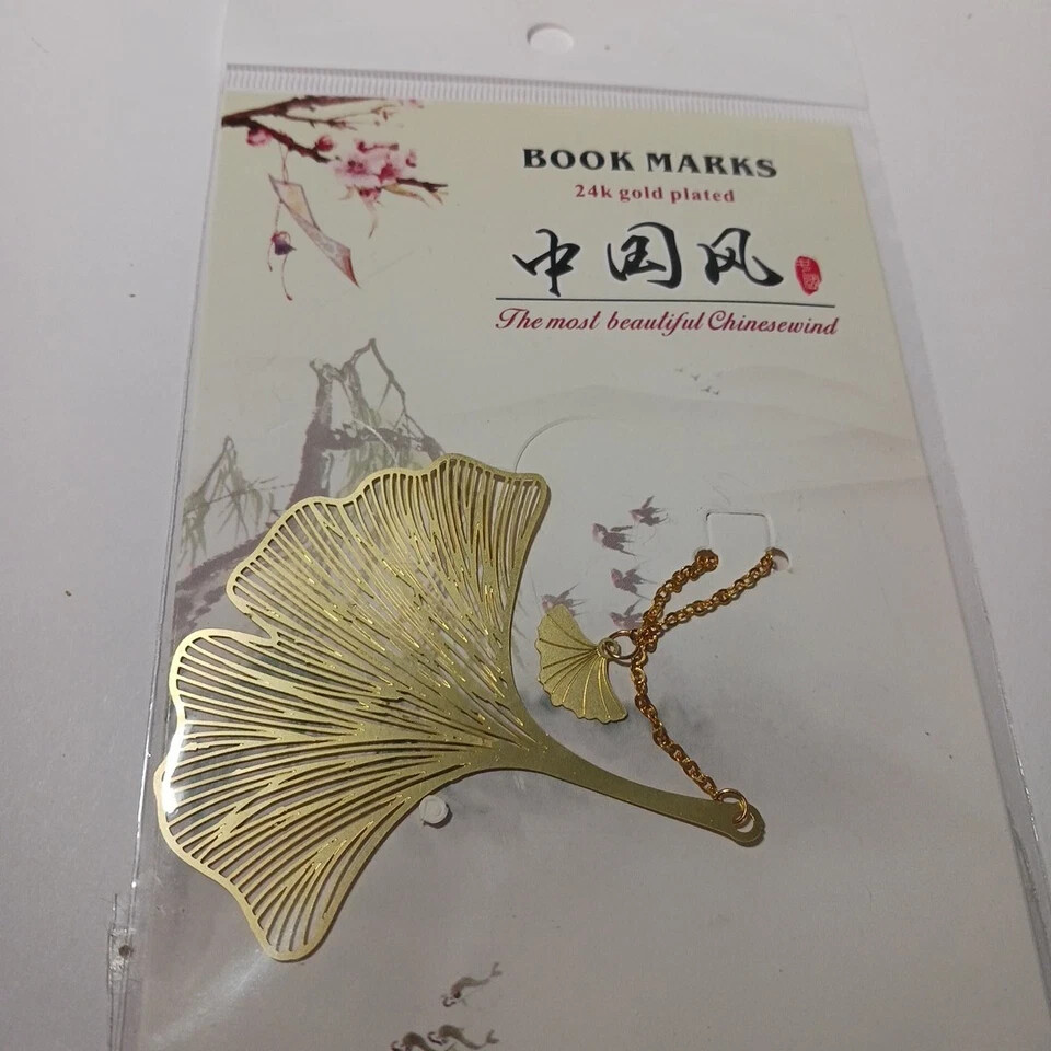 1PC Golden Leaf Hollow Metal Bookmarks with Chains (4 options) - NEW ...