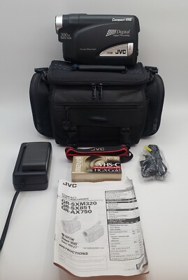 Compact VHS Camcorder JVC GR AX750U w Case Cords Tape Manual Battery ...