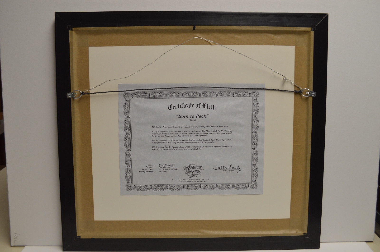 Universal Walter Lantz SIGNED BORN TO PECK Framed Sericel LE 300 ...