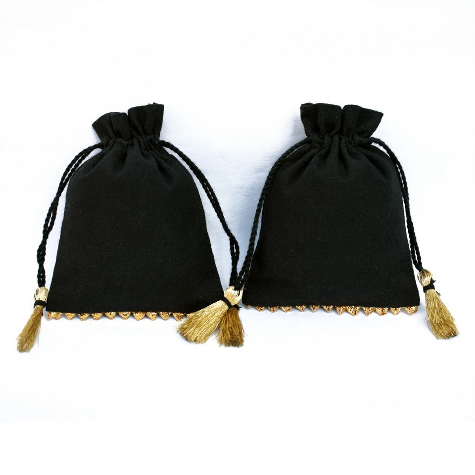 100 PCS Cotton Drawstring Black Jewelry Packaging Pouch Small Favor Bag ...