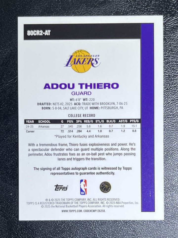 2025-26 Topps Adou Thiero 1980-81 Chrome MOJO SP Auto - On Card | eBay