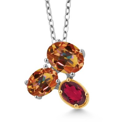 925 Silver and 10K Yellow Gold Ecstasy Mystic Topaz and Ruby Red Mystic ...