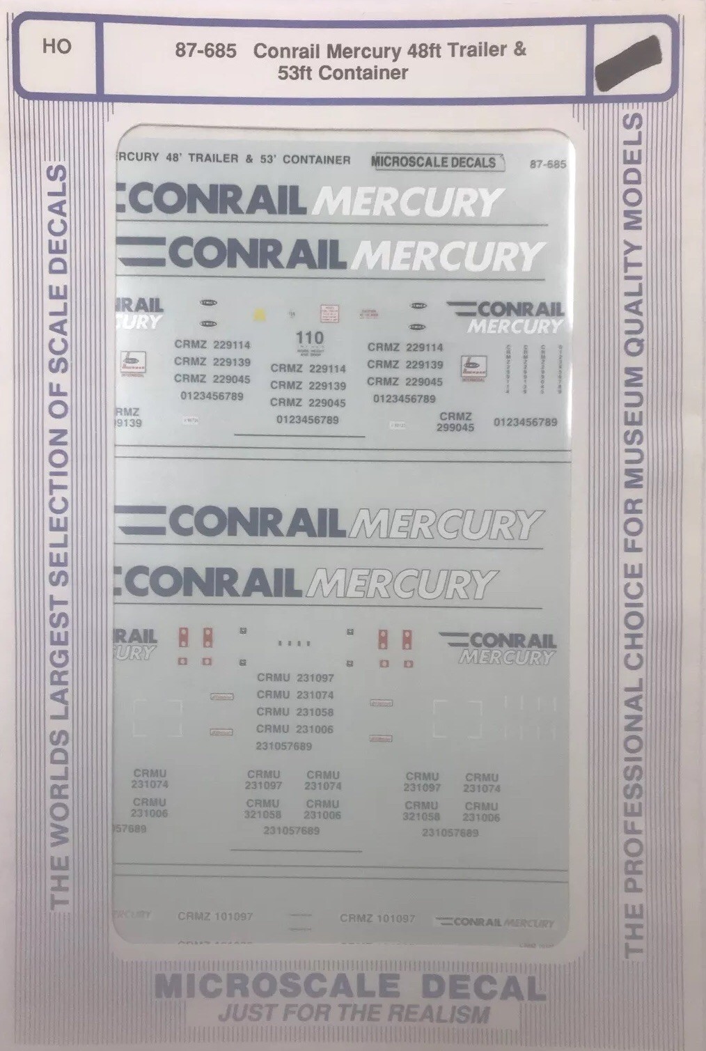 MICROSCALE HO 87-685 Conrail Mercury 48' Trailer & 53' Container | eBay