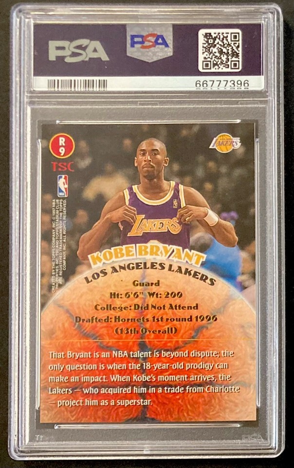 1996-97 Topps Stadium Club Kobe Bryant RC Rookies 2 #R9 Lakers PSA 9 ...
