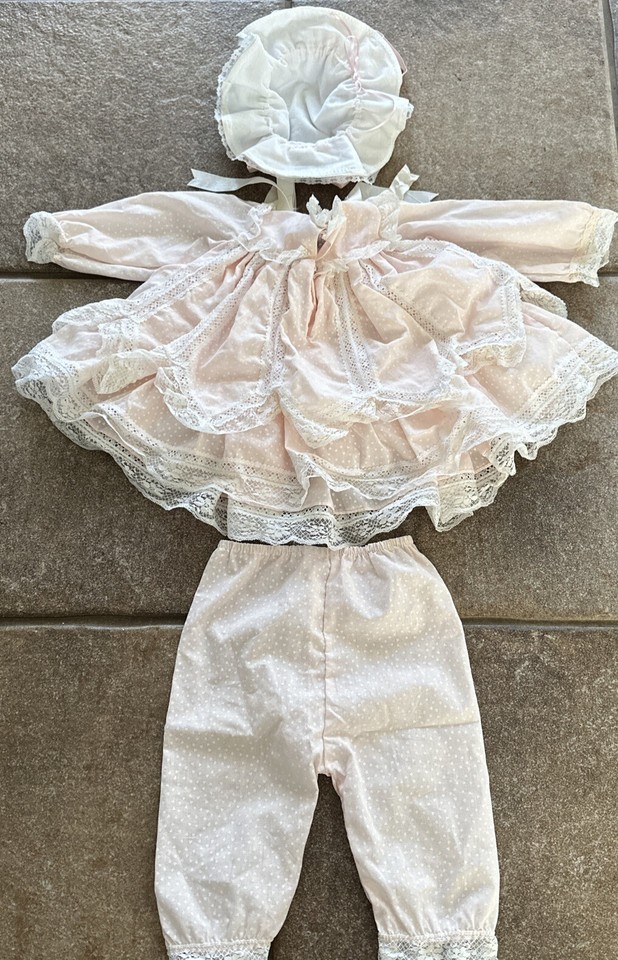 16”-24” pink frilly doll dress w/lace; pantaloons and cap | eBay
