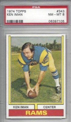 1974 Topps football card #343 Ken Iman, Los Angeles Rams graded PSA 8 ...