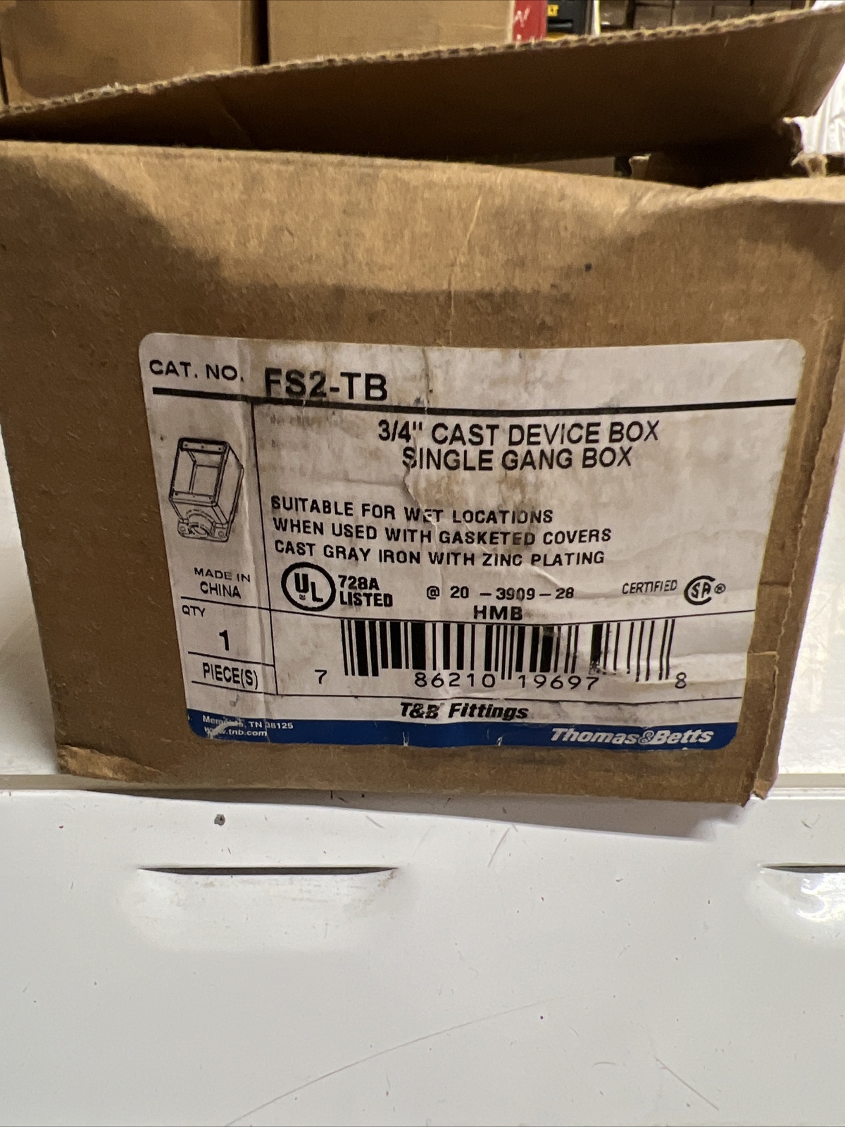 THOMAS & BETTS FS2-TB, Cast Device Box, 1-Gang, 3/4, Shallow, 1pc | eBay