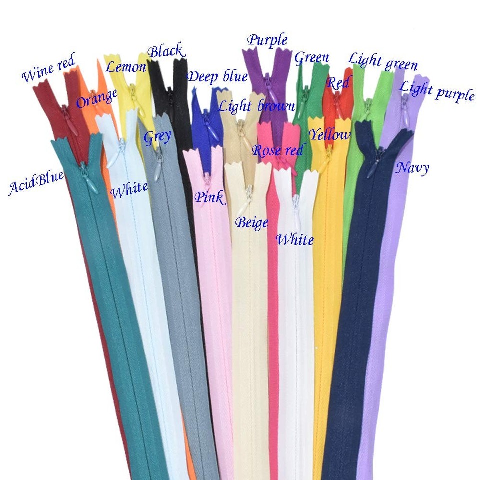 40 Pcs 16-Inch Nylon Invisible Zippers for Sewing 20 Assorted Colors ...