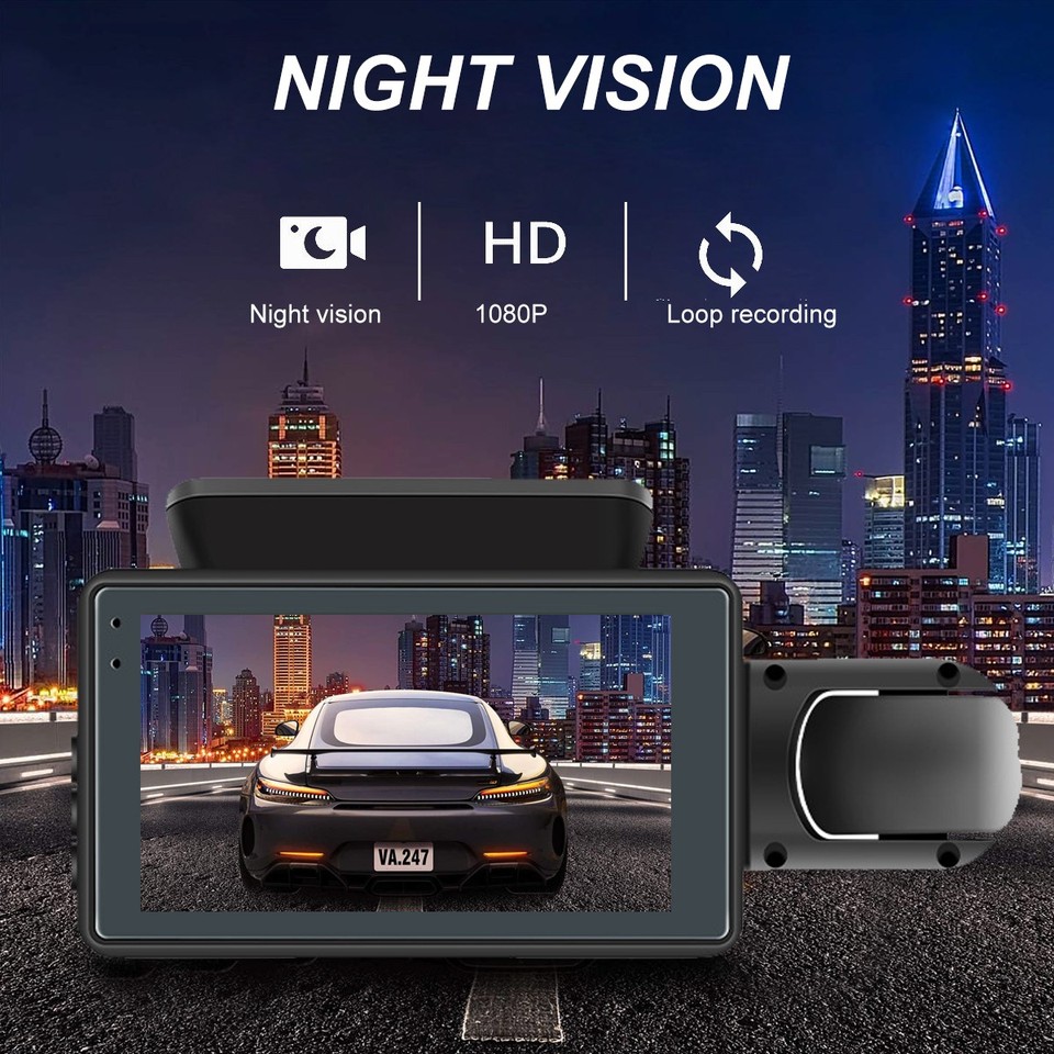 1080P Dual Lens Car Dash Cam Recorder G Sensor DVR Front and Rear ...