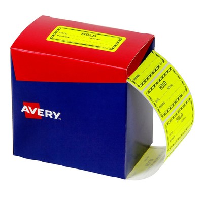 Avery Dispenser Labels "HOLD" Permanent Fluoro Yellow (2000 Labels/1 ...