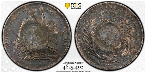1894 Guatemala Peso KM-224 C/S on 1882 -FN Sol C/M-PCGS AU Details ...