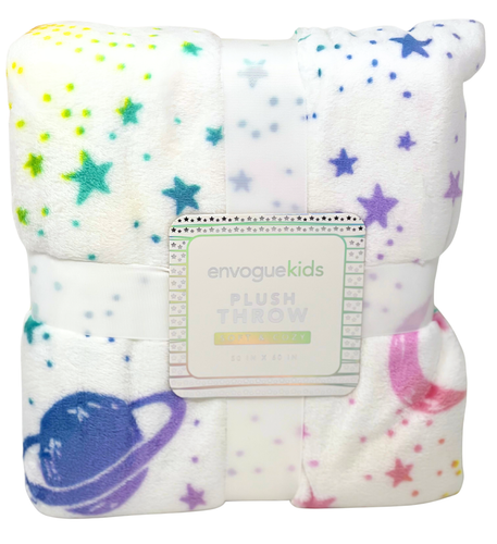 ENVOGUE Kids 50 x 60" Soft Cozy Plush Throw Blanket Space Moon Stars ...