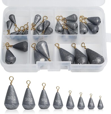 25pcs Fishing Weights Sinkers Bass Casting Worm Sinker Bullet Sinker 2g ...