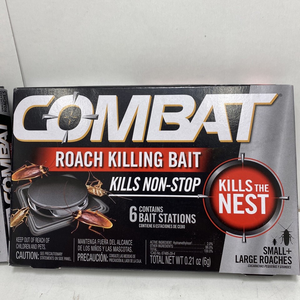 2pk Combat ROACH KILLING BAIT STATION Kills Nest LARGE & SMALL ROACHES ...
