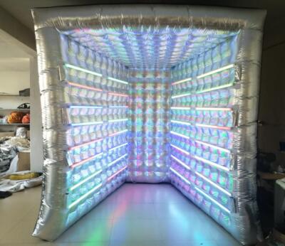 Silver Portable Inflatable Photo Booth Enclosure w/RGB LED Air Tent ...