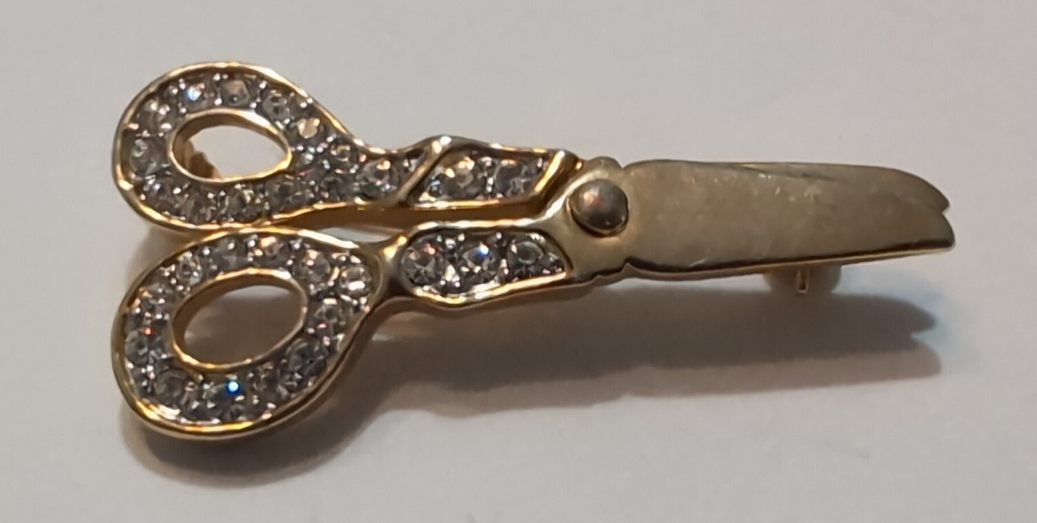 Kirks Folly Crystal Scissors Pin Brooch - Gem