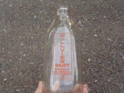 Milk bottle (one quart) - Hillview Dairy, Marieville No. Prov., R.I ...