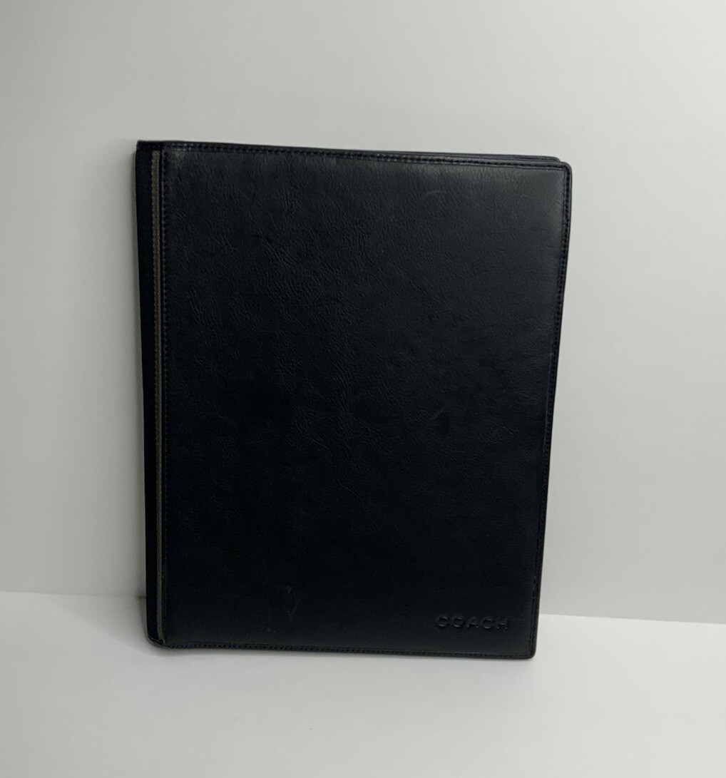 Coach Black Leather Letter Sized Portfolio for Notepad And Pen Padfolio ...