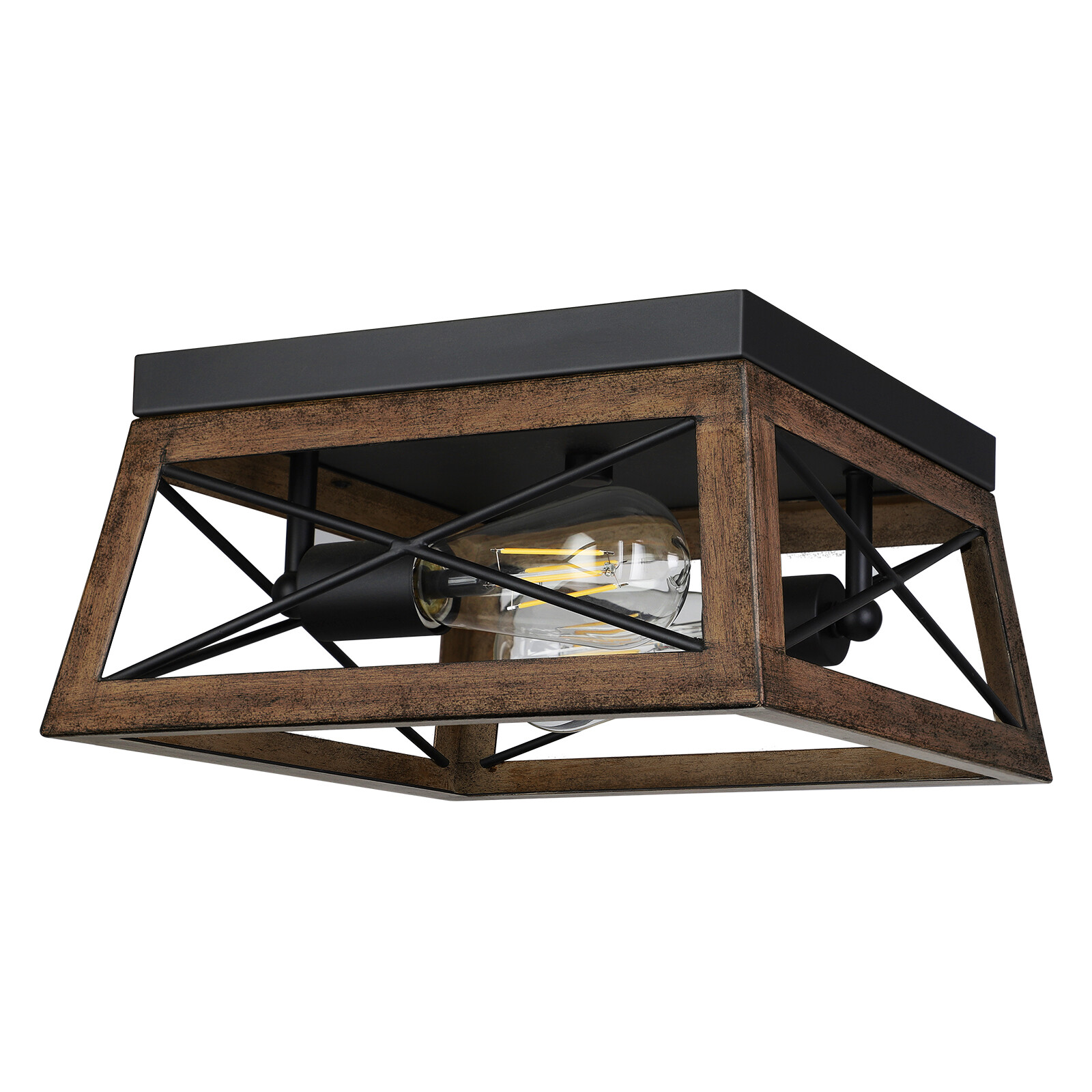 DEWENWILS 2-Light Farmhouse Flush Mount Light Fixture Rustic Ceiling ...