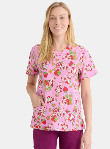 Strawberry Shortcake/ Scrubstar NEW♈Women's Christmas Scrub Top size L ...