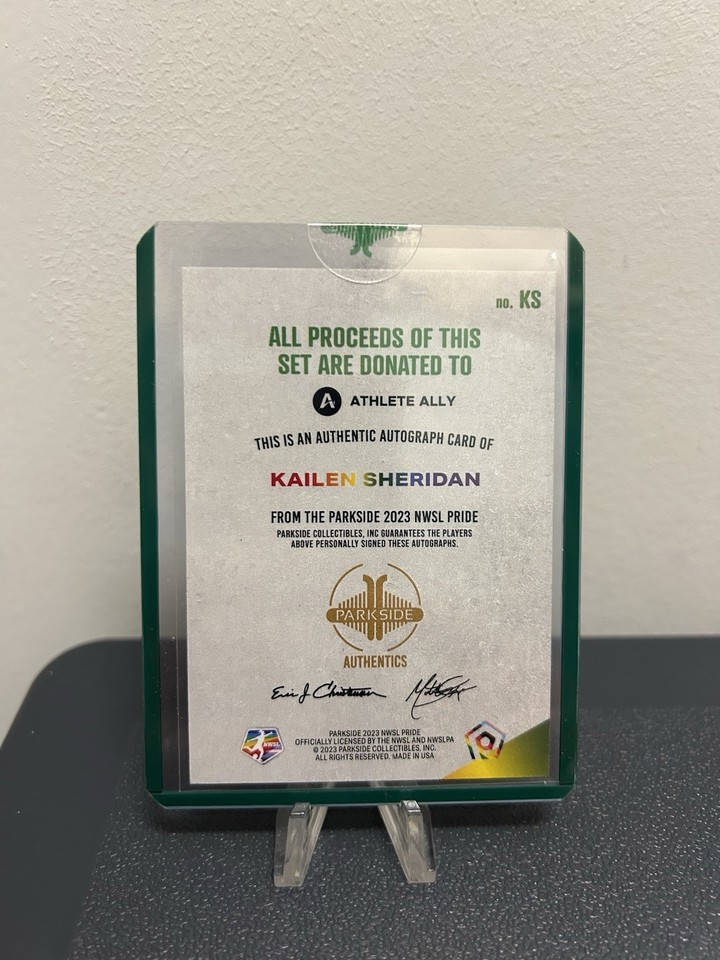 2023 Parkside NWSL Pride Athlete Ally Kailen Sheridan Auto Print Run ...