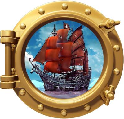 Pirate Ship Porthole Decal Removable Graphic Wall Sticker DIY Decor Art ...