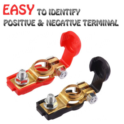 2 Car battery terminal line connector positive and negative post set ...