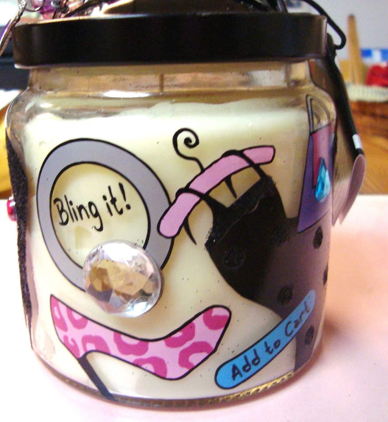 Candle Big Chunky Beaded Dangles on Lid Jeweled 16 Oz. Girls Gotta Shop ...