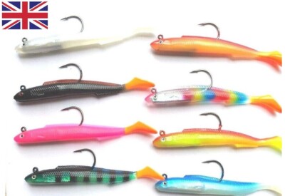 4 BIG 30grams 150mm Sea Boat Fishing Rubber Sand eels Lures Bass Cod ...