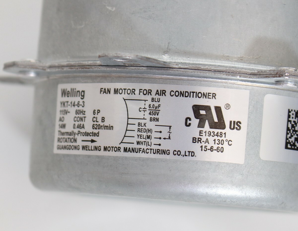 Welling YKT-14-6-3 Fan Motor FROM Frigidaire FFPA1422U1 Air Conditioner ...