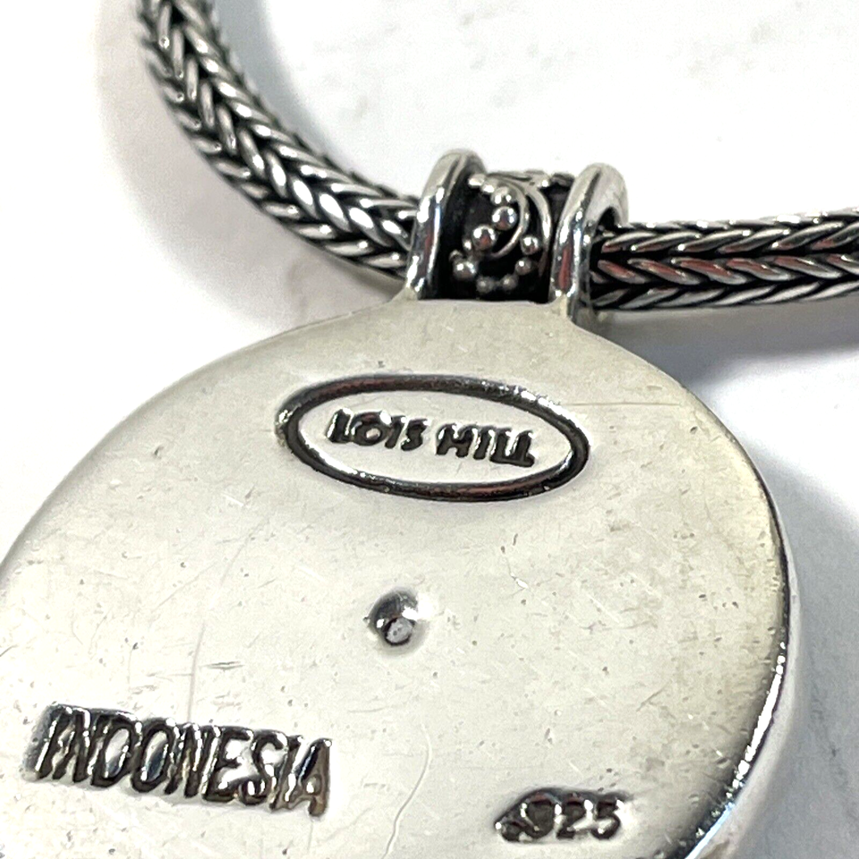 Lois Hill Sterling 925 silver wheat chain necklace Bali circle pendant ...
