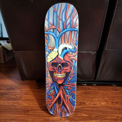 Strangelove Heart Skull Chrome Sean Cliver Skateboard Deck 8.5" Blue ...