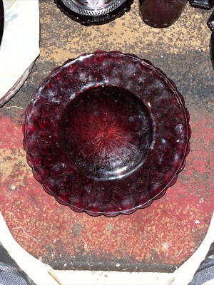 Vintage 9 3/8” Round Bubble Ruby Red Depression Glass Plate | eBay