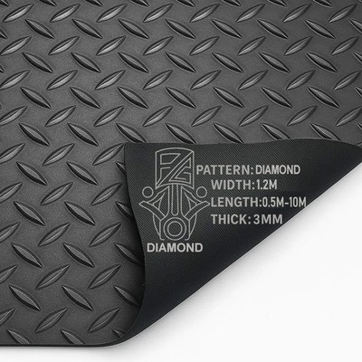 Heavy Duty Diamond Rubber Floor Matting Mat 3mm Garage Van Shed Gym ...