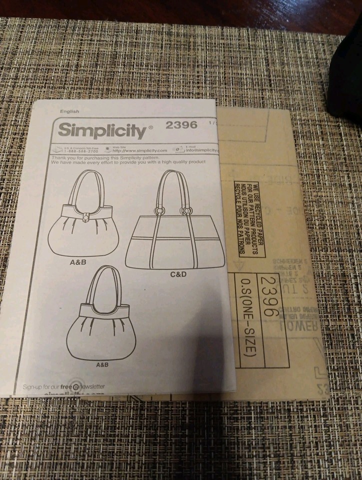 Simplicity 2396 Sewing Pattern Sweet Pea Tote Bags Purses Crossbody Designs New | eBay