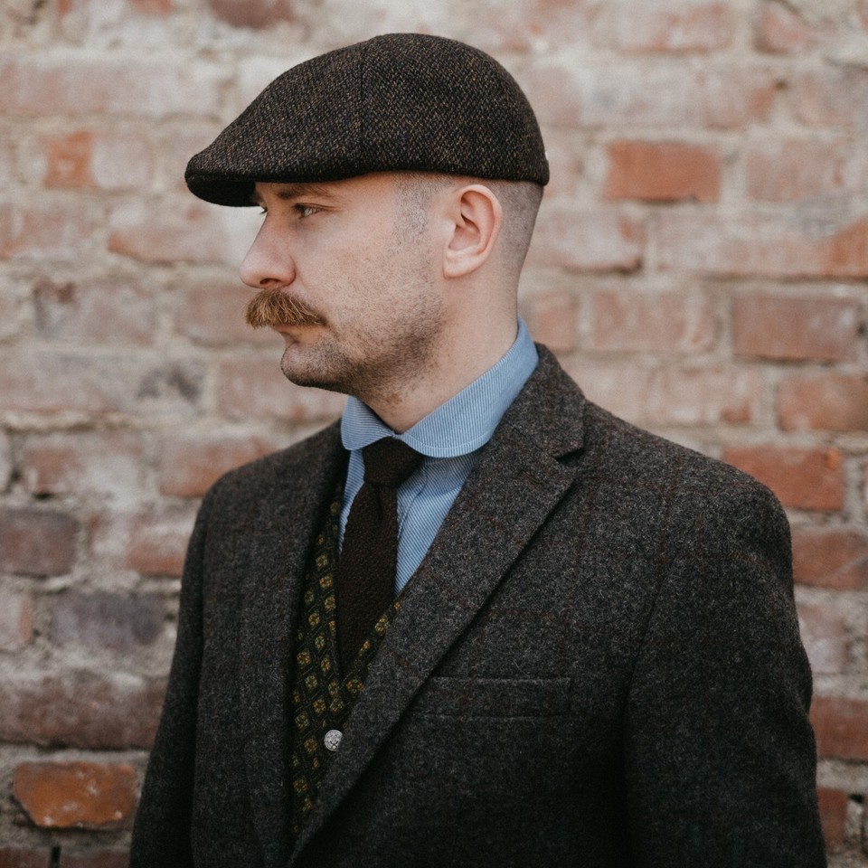 Sterkowski RUSTY Harris Tweed Flat Cap Duckbill Newsboy Cabbie Ivy ...