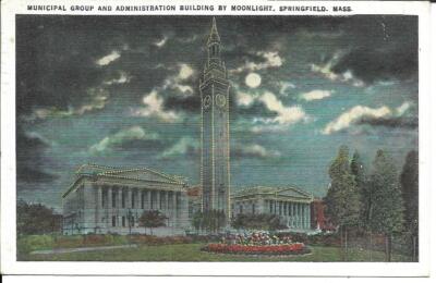 Postcard - Municipal Group and Admin Building Moonlight - Springfield ...
