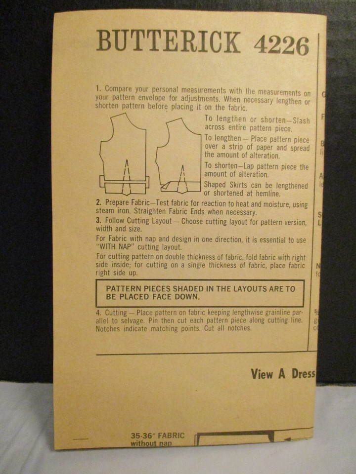 Vtg Butterick Pattern 4226 Misses Maternity Dress Size 12 Bust 32" Cut ...