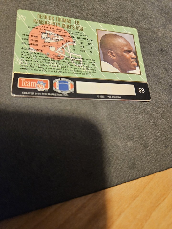 1993 Action Packed Derrick Thomas #58 Kansas City Chiefs | eBay