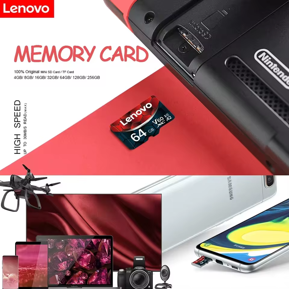Lenovo 2TB 1TB 64GB 128GB 256GB 512 Micro TF SD Card High Speed Memory ...