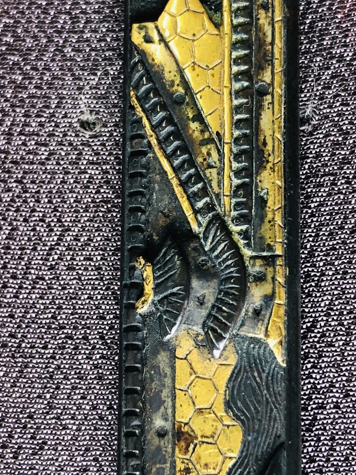 Y4831 KOUGAI hairpin spatula sword fittings inlay box Japan antique ...