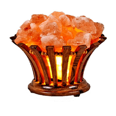 Salt Lamp Himalayan Salt Lamp Wooden Basket Frame 9lb Pink Salt Lamp ...