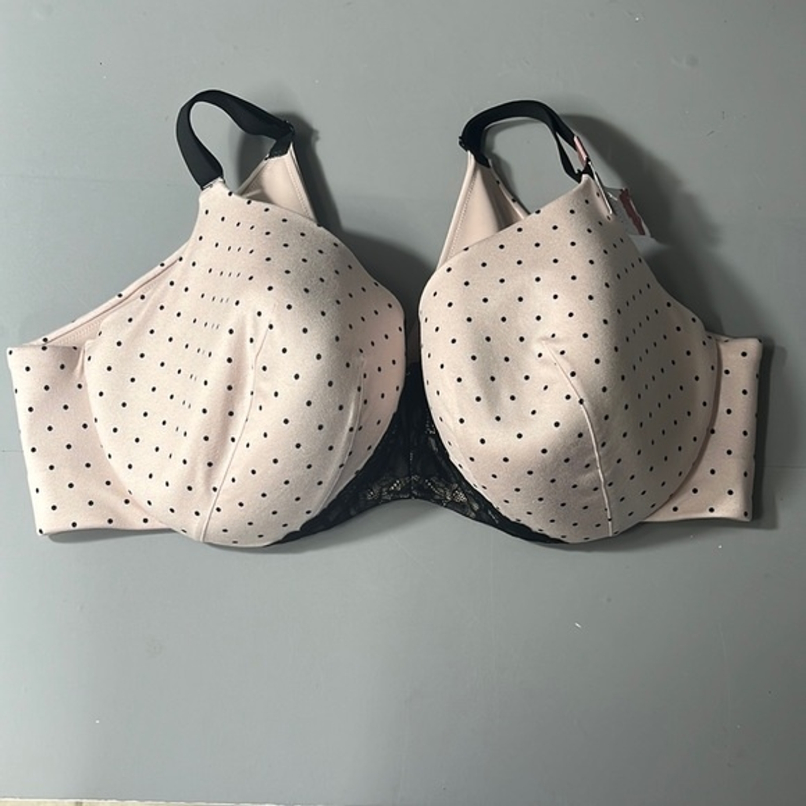 Cacique Pink and Black Polka dot Women's Bra Size 46DD - Gem