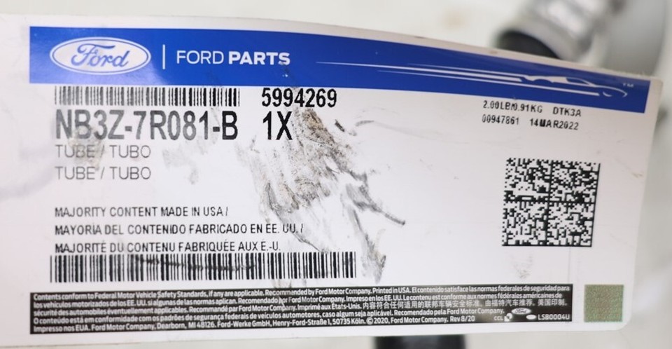 NEW OEM Ford Auto Trans Oil Cooler Tube NB3Z-7R081-B Bronco Raptor 3.0L ...
